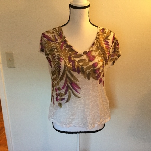 Ruby Rd. | Tops | Ruby Rd White Semisheer Top Purplegreen Floral | Poshmark